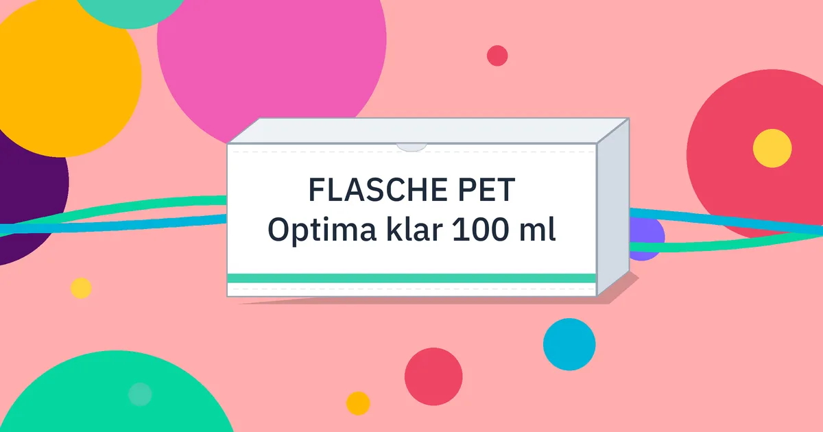 Symbolbild: Packung mit der Aufschrift FLASCHE PET Optima klar 100 ml (PZN 06922025) – Verfügbarkeit und Bezug in Apotheken in Frankfurt am Main