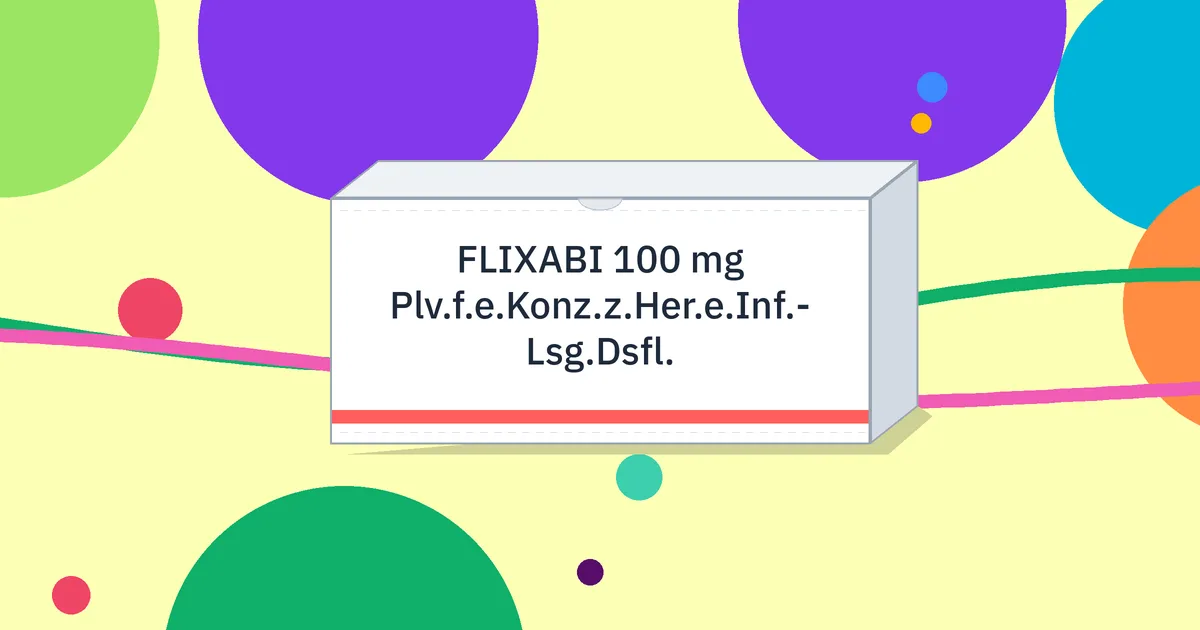 Symbolbild: Packung mit der Aufschrift FLIXABI 100 mg Plv.f.e.Konz.z.Her.e.Inf.-Lsg.Dsfl. (PZN 16146496) – Verfügbarkeit und Bezug in Apotheken in Frankfurt am Main