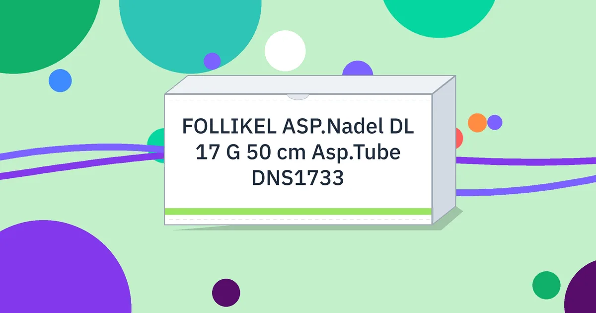 Symbolbild: Packung mit der Aufschrift FOLLIKEL ASP.Nadel DL 17 G 50 cm Asp.Tube DNS1733 (PZN 19055009) – Verfügbarkeit und Bezug in Apotheken in Frankfurt am Main