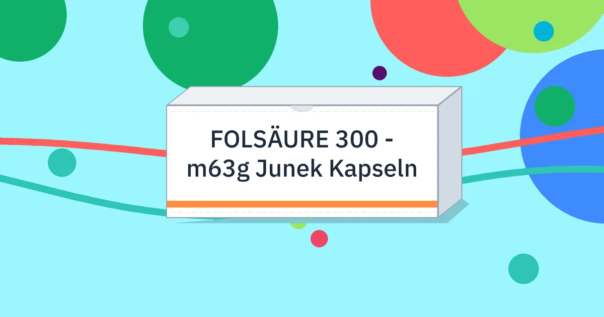 Symbolbild: Packung mit der Aufschrift FOLSÄURE 300 -m63g Junek Kapseln (PZN 10052713) – Verfügbarkeit und Bezug in Apotheken in Frankfurt am Main