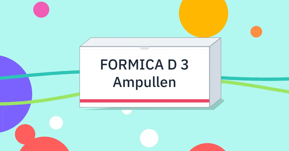 Symbolbild: Packung mit der Aufschrift FORMICA D 3 Ampullen (PZN 01622459) – Verfügbarkeit und Bezug in Apotheken in Frankfurt am Main
