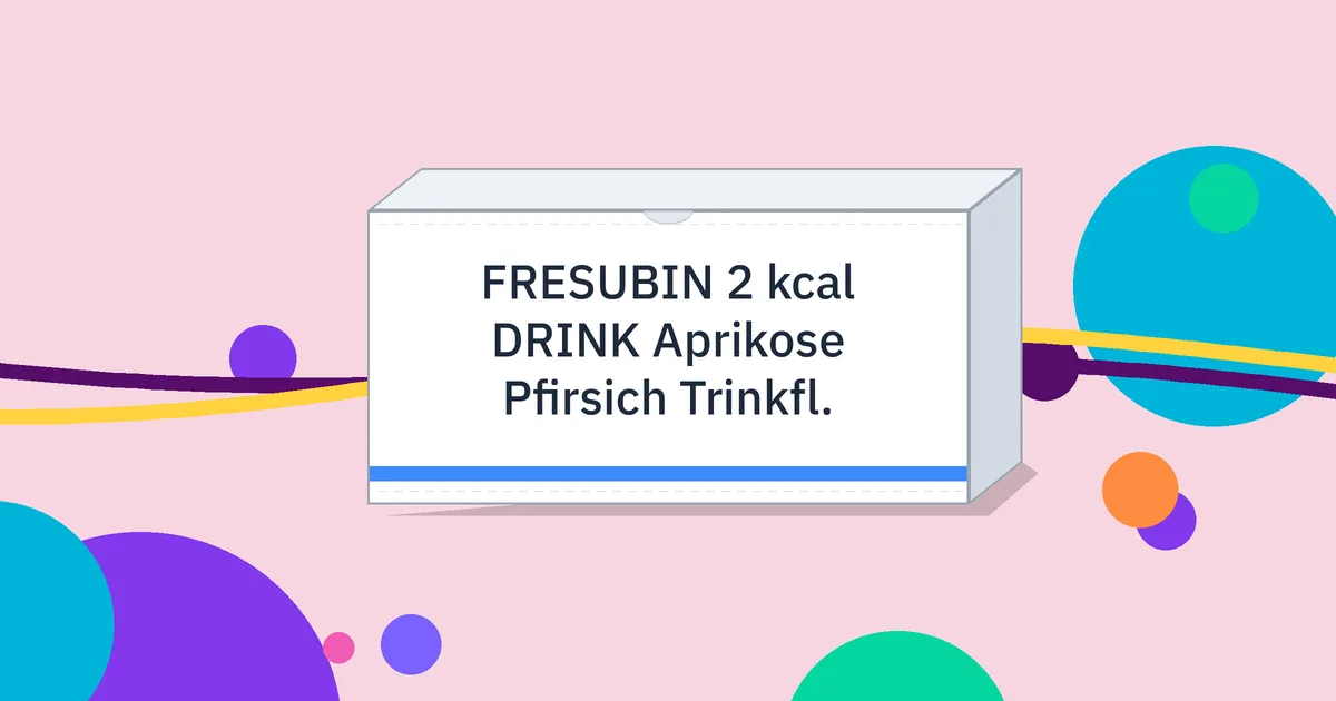 Symbolbild: Packung mit der Aufschrift FRESUBIN 2 kcal DRINK Aprikose Pfirsich Trinkfl. (PZN 19666606) – Verfügbarkeit und Bezug in Apotheken in Frankfurt am Main