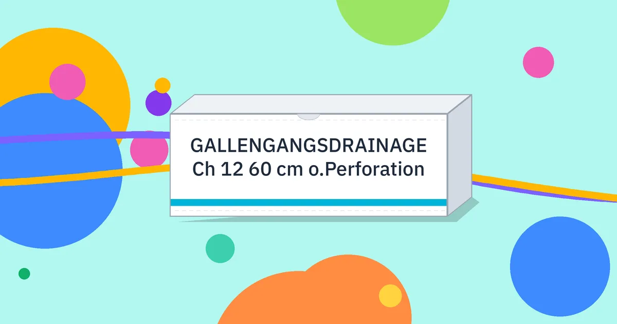 Symbolbild: Packung mit der Aufschrift GALLENGANGSDRAINAGE Ch 12 60 cm o.Perforation (PZN 17489695) – Verfügbarkeit und Bezug in Apotheken in Frankfurt am Main