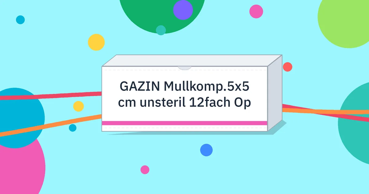 Symbolbild: Packung mit der Aufschrift GAZIN Mullkomp.5x5 cm unsteril 12fach Op (PZN 17851506) – Verfügbarkeit und Bezug in Apotheken in Frankfurt am Main