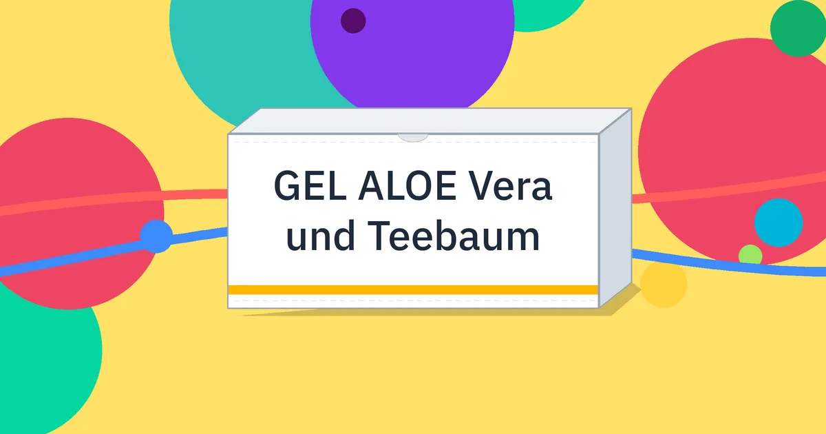 Symbolbild: Packung mit der Aufschrift GEL ALOE Vera und Teebaum (PZN 18249591) – Verfügbarkeit und Bezug in Apotheken in Frankfurt am Main