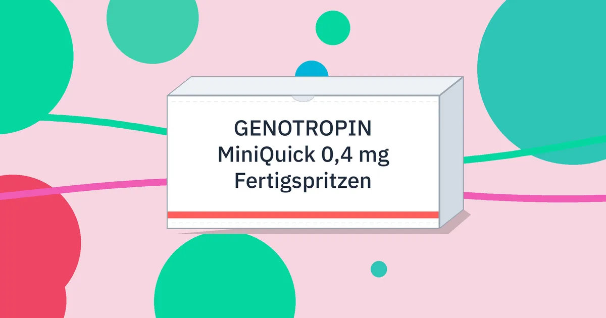 Symbolbild: Packung mit der Aufschrift GENOTROPIN MiniQuick 0,4 mg Fertigspritzen (PZN 02833193) – Verfügbarkeit und Bezug in Apotheken in Frankfurt am Main