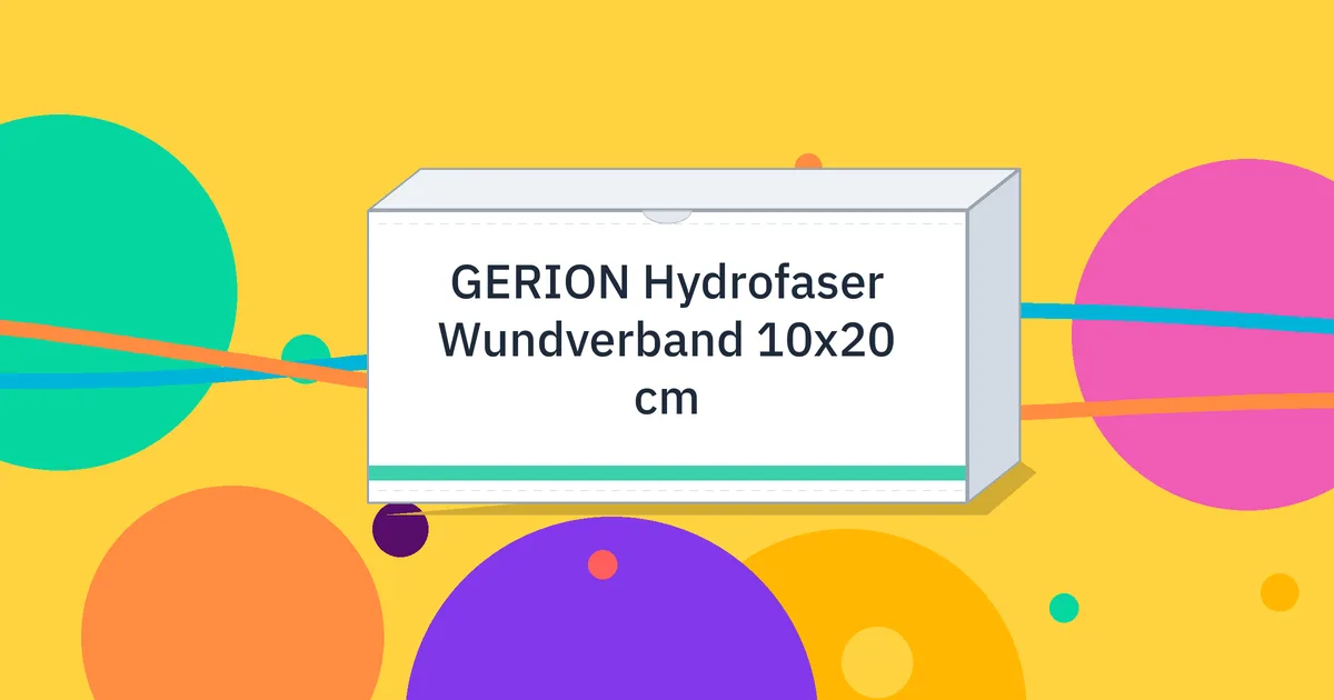 Symbolbild: Packung mit der Aufschrift GERION Hydrofaser Wundverband 10x20 cm (PZN 19247051) – Verfügbarkeit und Bezug in Apotheken in Frankfurt am Main
