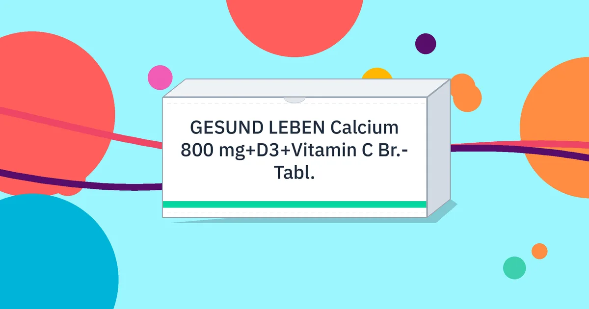Symbolbild: Packung mit der Aufschrift GESUND LEBEN Calcium 800 mg+D3+Vitamin C Br.-Tabl. (PZN 04984772) – Verfügbarkeit und Bezug in Apotheken in Frankfurt am Main