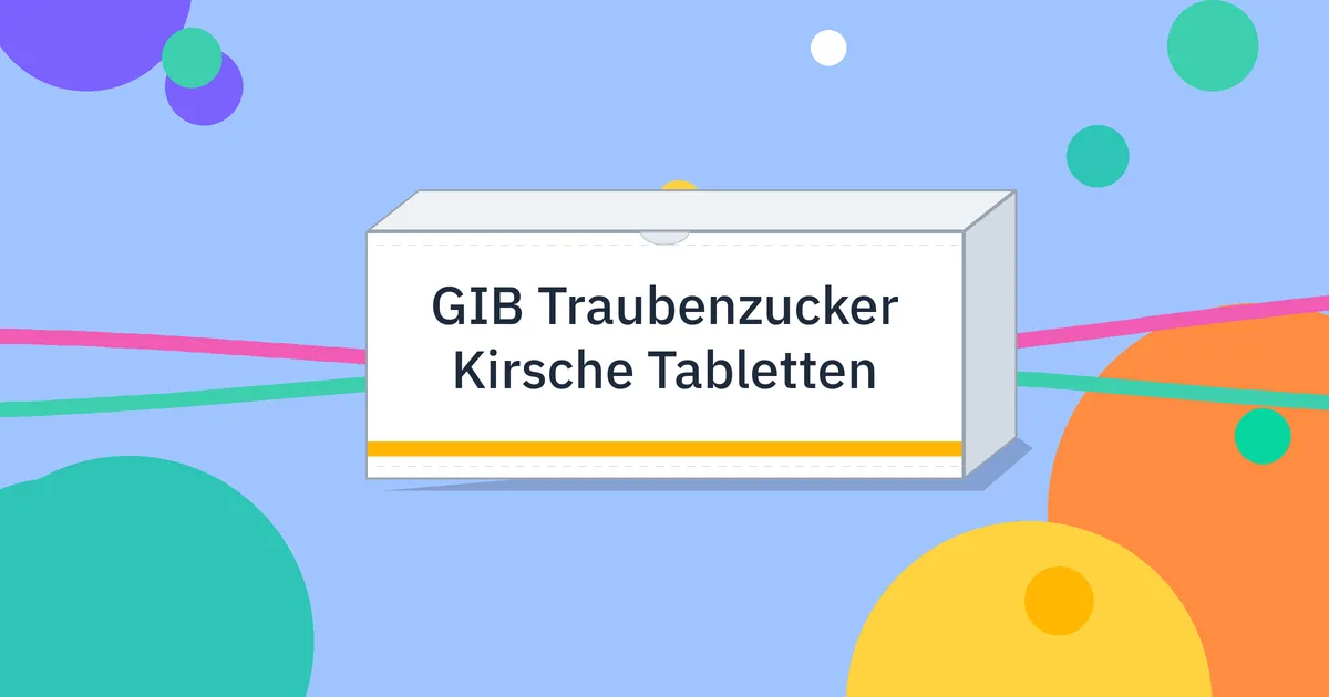 Symbolbild: Packung mit der Aufschrift GIB Traubenzucker Kirsche Tabletten (PZN 18835811) – Verfügbarkeit und Bezug in Apotheken in Frankfurt am Main