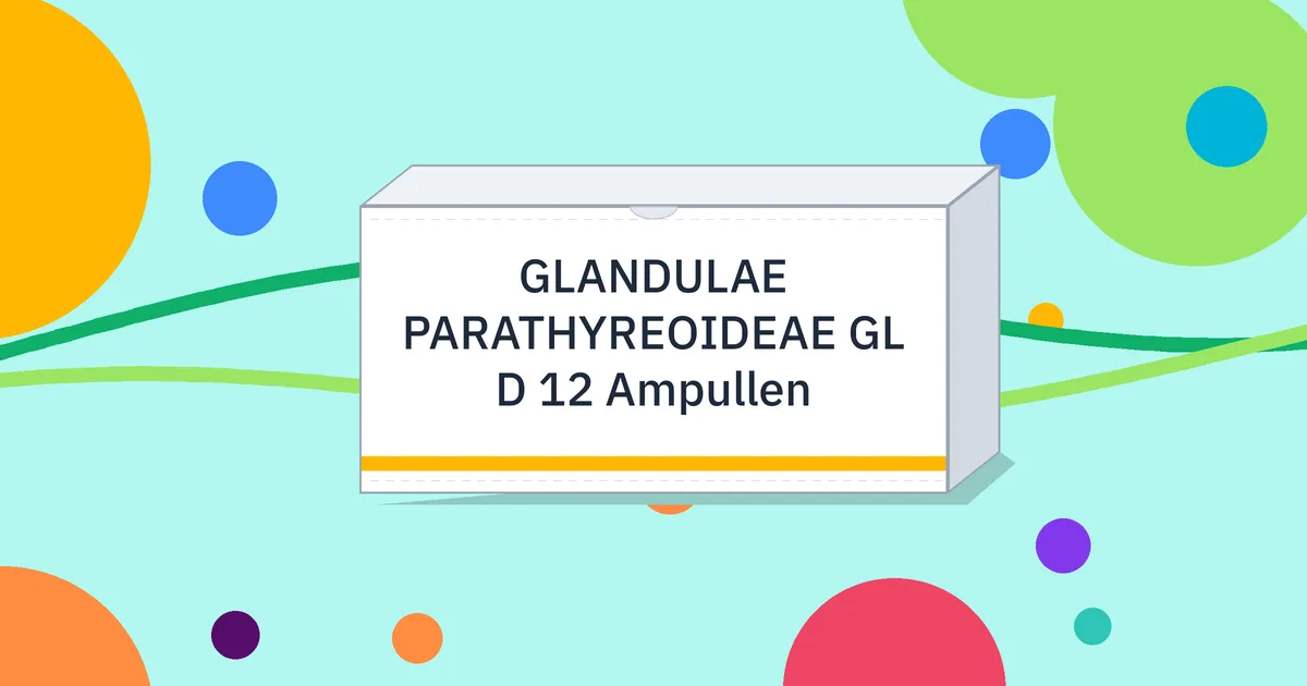 Symbolbild: Packung mit der Aufschrift GLANDULAE PARATHYREOIDEAE GL D 12 Ampullen (PZN 03357352) – Verfügbarkeit und Bezug in Apotheken in Frankfurt am Main