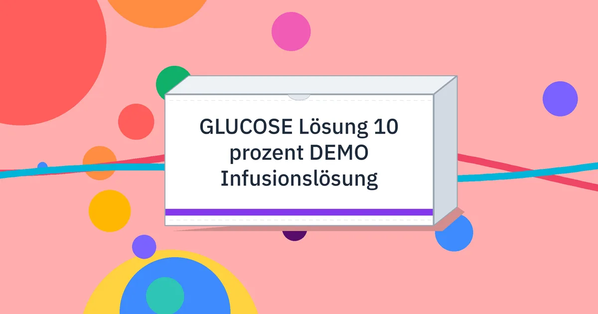 Symbolbild: Packung mit der Aufschrift GLUCOSE Lösung 10 prozent DEMO Infusionslösung (PZN 10275442) – Verfügbarkeit und Bezug in Apotheken in Frankfurt am Main