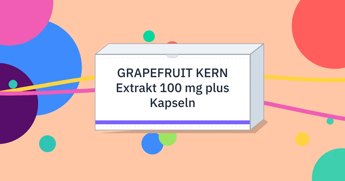 Symbolbild: Packung mit der Aufschrift GRAPEFRUIT KERN Extrakt 100 mg plus Kapseln (PZN 17426192) – Verfügbarkeit und Bezug in Apotheken in Frankfurt am Main