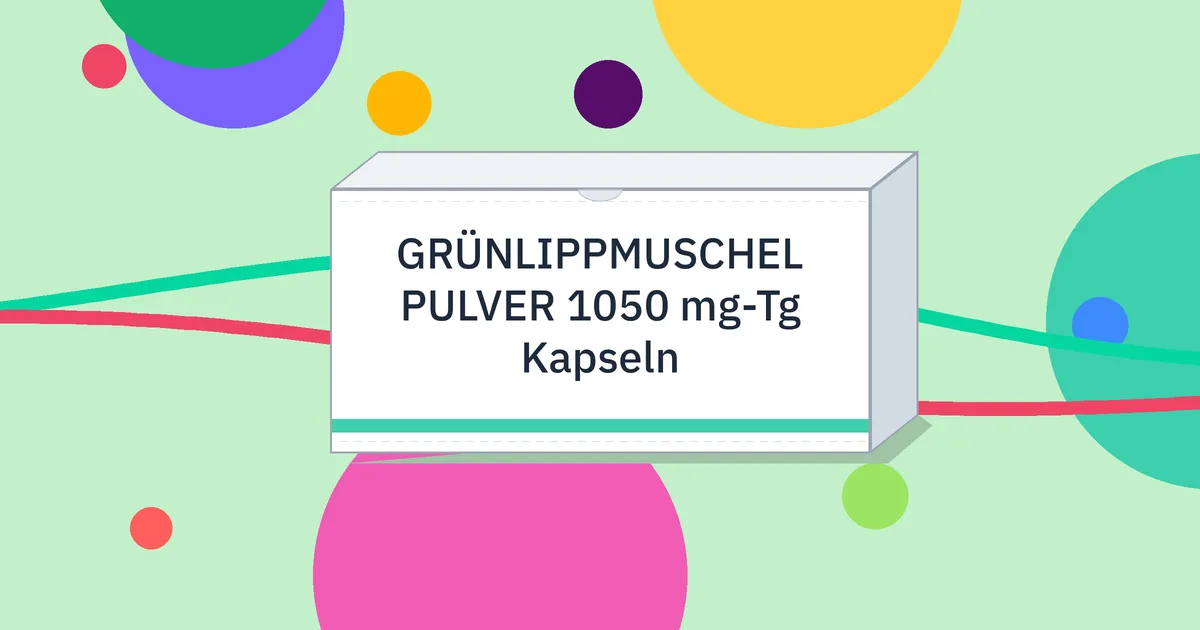 Symbolbild: Packung mit der Aufschrift GRÜNLIPPMUSCHEL PULVER 1050 mg-Tg Kapseln (PZN 04571219) – Verfügbarkeit und Bezug in Apotheken in Frankfurt am Main