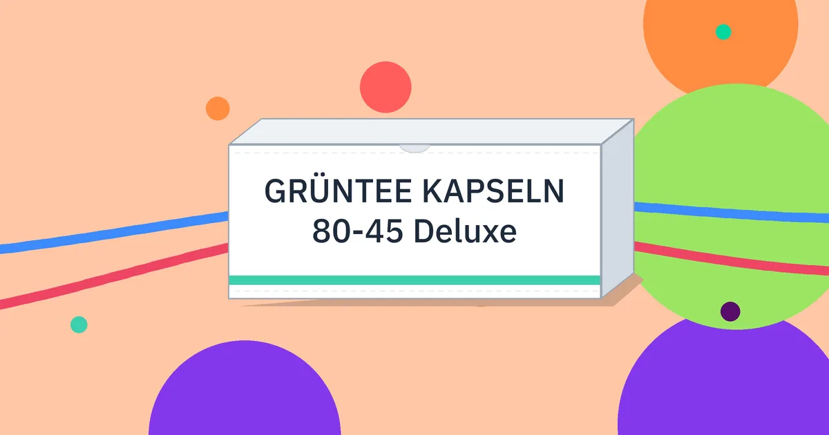 Symbolbild: Packung mit der Aufschrift GRÜNTEE KAPSELN 80-45 Deluxe (PZN 09640617) – Verfügbarkeit und Bezug in Apotheken in Frankfurt am Main