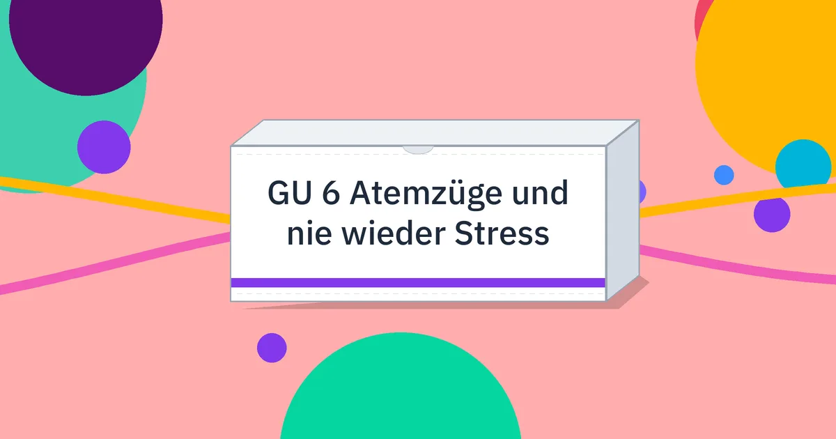 Symbolbild: Packung mit der Aufschrift GU 6 Atemzüge und nie wieder Stress (PZN 19558093) – Verfügbarkeit und Bezug in Apotheken in Frankfurt am Main