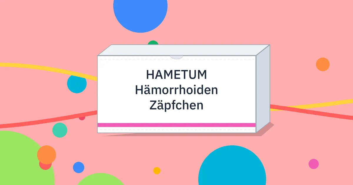 Symbolbild: Packung mit der Aufschrift HAMETUM Hämorrhoiden Zäpfchen (PZN 07619576) – Verfügbarkeit und Bezug in Apotheken in Frankfurt am Main