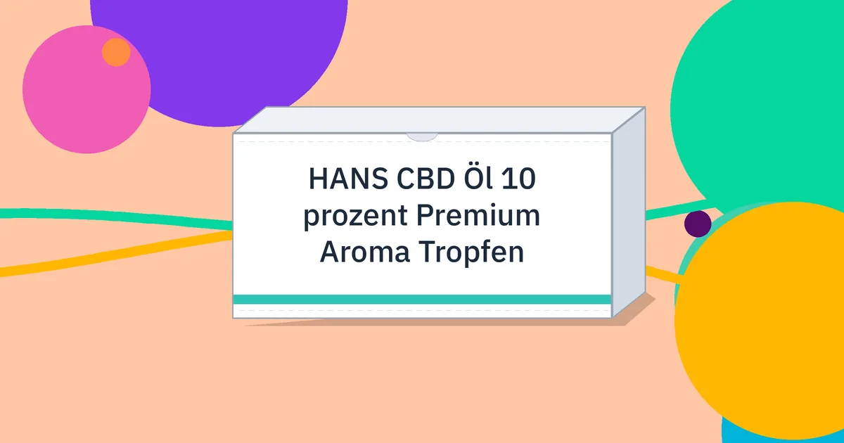 Symbolbild: Packung mit der Aufschrift HANS CBD Öl 10 prozent Premium Aroma Tropfen (PZN 17421668) – Verfügbarkeit und Bezug in Apotheken in Frankfurt am Main