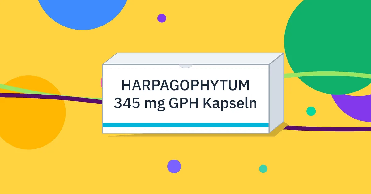 Symbolbild: Packung mit der Aufschrift HARPAGOPHYTUM 345 mg GPH Kapseln (PZN 20857317) – Verfügbarkeit und Bezug in Apotheken in Frankfurt am Main