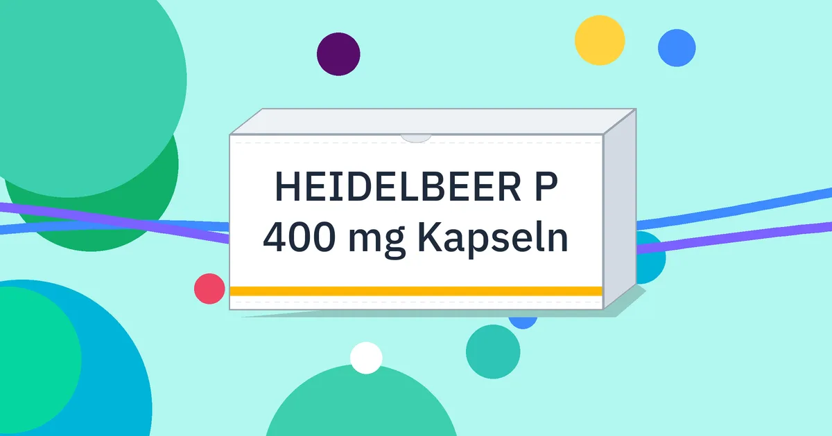 Symbolbild: Packung mit der Aufschrift HEIDELBEER P 400 mg Kapseln (PZN 09786640) – Verfügbarkeit und Bezug in Apotheken in Frankfurt am Main