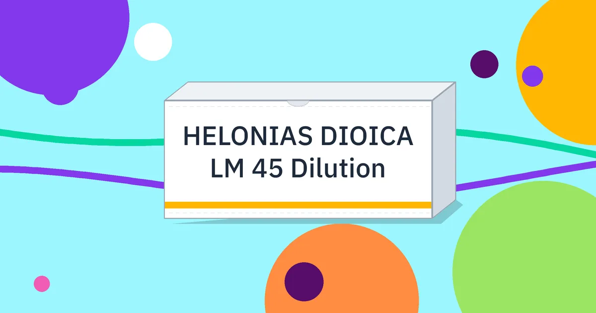 Symbolbild: Packung mit der Aufschrift HELONIAS DIOICA LM 45 Dilution (PZN 12887238) – Verfügbarkeit und Bezug in Apotheken in Frankfurt am Main
