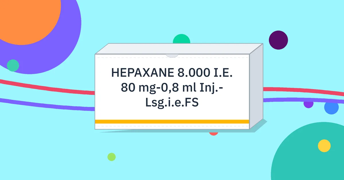 Symbolbild: Packung mit der Aufschrift HEPAXANE 8.000 I.E. 80 mg-0,8 ml Inj.-Lsg.i.e.FS (PZN 19875936) – Verfügbarkeit und Bezug in Apotheken in Frankfurt am Main