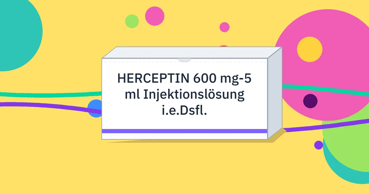 Symbolbild: Packung mit der Aufschrift HERCEPTIN 600 mg-5 ml Injektionslösung i.e.Dsfl. (PZN 13853483) – Verfügbarkeit und Bezug in Apotheken in Frankfurt am Main