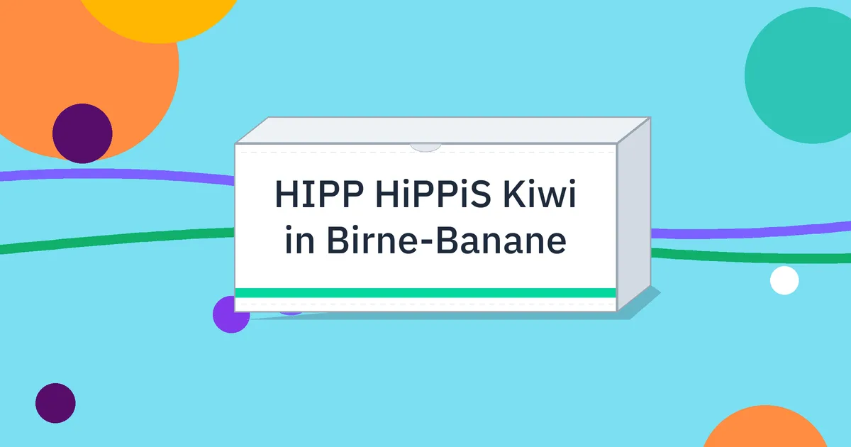 Symbolbild: Packung mit der Aufschrift HIPP HiPPiS Kiwi in Birne-Banane (PZN 12668602) – Verfügbarkeit und Bezug in Apotheken in Frankfurt am Main