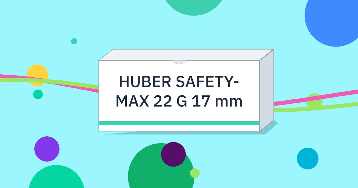 Symbolbild: Packung mit der Aufschrift HUBER SAFETY-MAX 22 G 17 mm (PZN 10185035) – Verfügbarkeit und Bezug in Apotheken in Frankfurt am Main