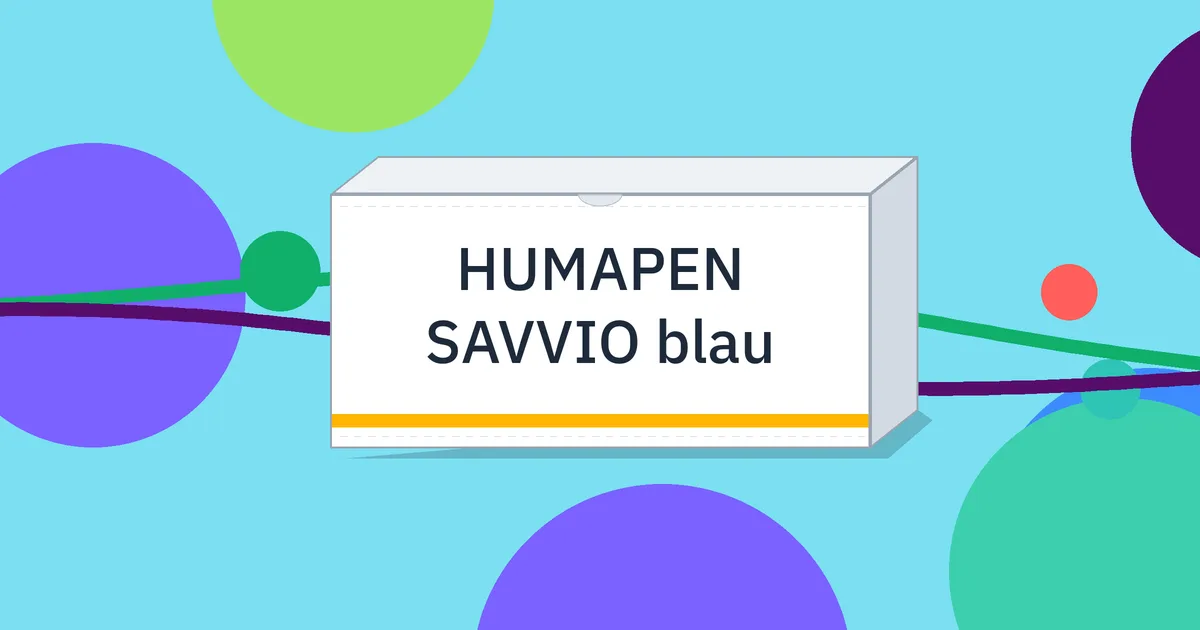 Symbolbild: Packung mit der Aufschrift HUMAPEN SAVVIO blau (PZN 19523410) – Verfügbarkeit und Bezug in Apotheken in Frankfurt am Main