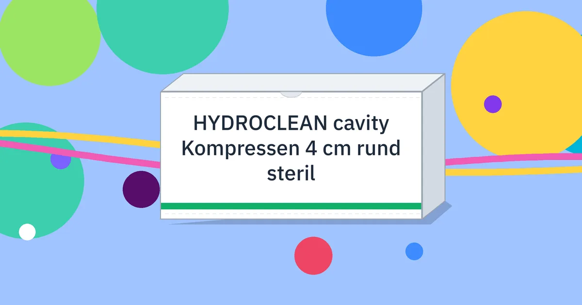 Symbolbild: Packung mit der Aufschrift HYDROCLEAN cavity Kompressen 4 cm rund steril (PZN 16701791) – Verfügbarkeit und Bezug in Apotheken in Frankfurt am Main