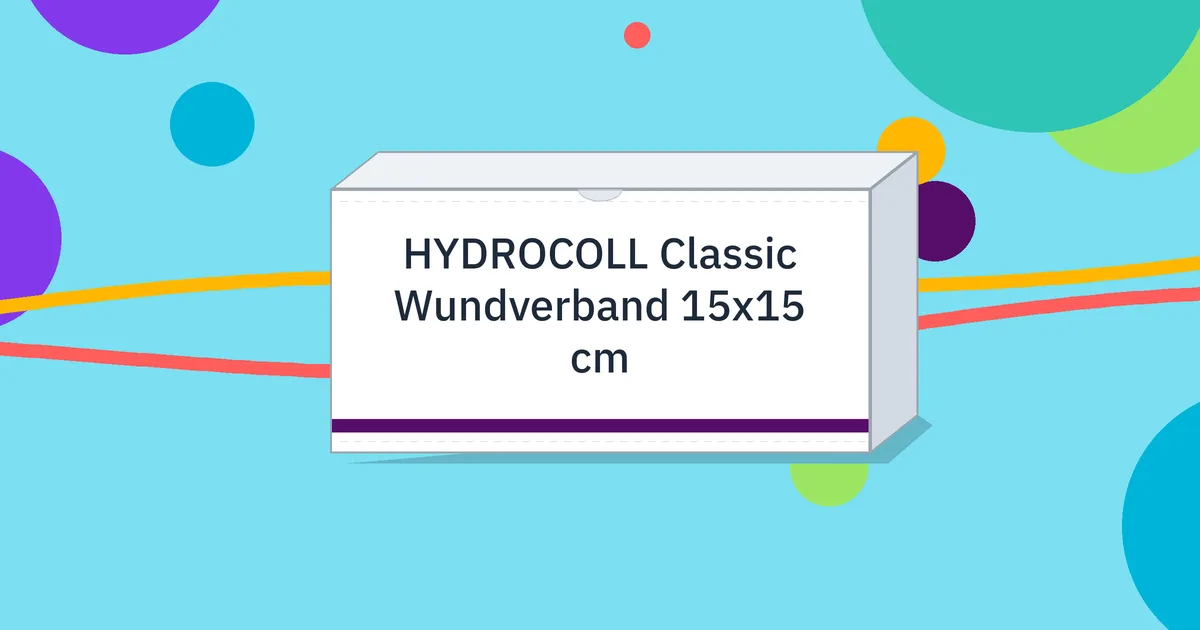 Symbolbild: Packung mit der Aufschrift HYDROCOLL Classic Wundverband 15x15 cm (PZN 20124141) – Verfügbarkeit und Bezug in Apotheken in Frankfurt am Main