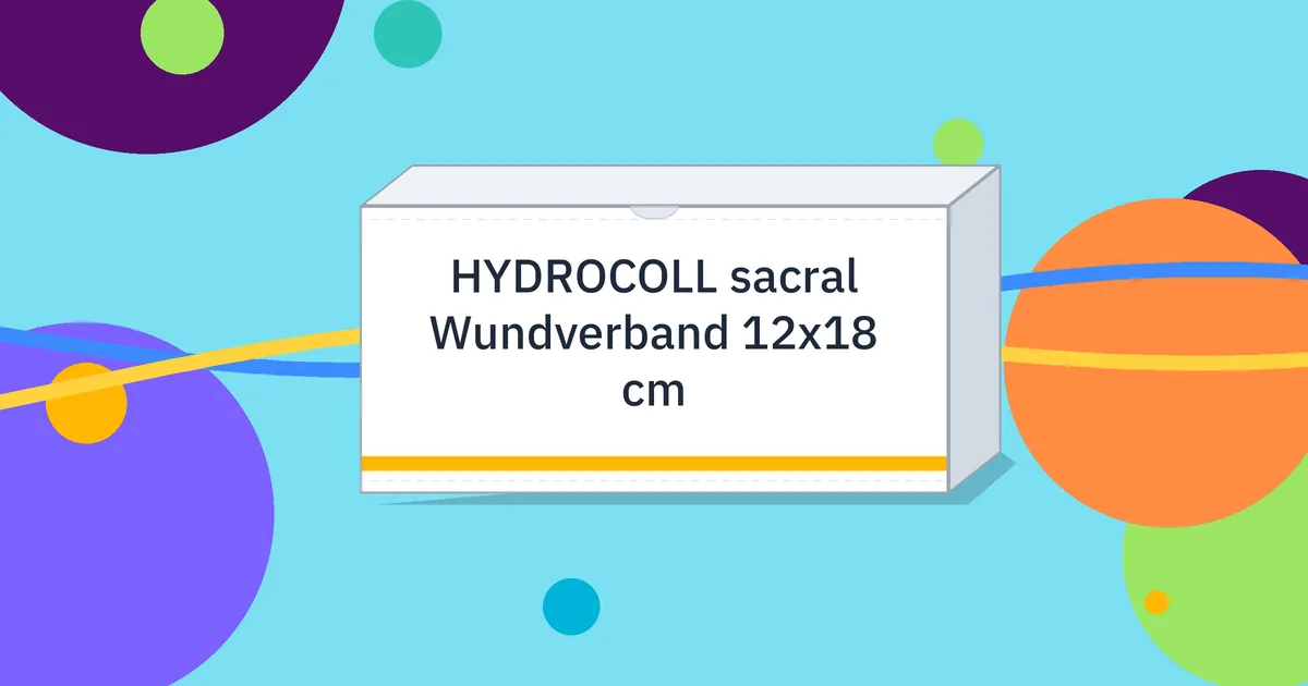 Symbolbild: Packung mit der Aufschrift HYDROCOLL sacral Wundverband 12x18 cm (PZN 12594186) – Verfügbarkeit und Bezug in Apotheken in Frankfurt am Main
