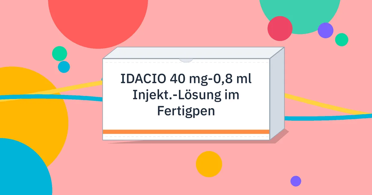 Symbolbild: Packung mit der Aufschrift IDACIO 40 mg-0,8 ml Injekt.-Lösung im Fertigpen (PZN 20231753) – Verfügbarkeit und Bezug in Apotheken in Frankfurt am Main