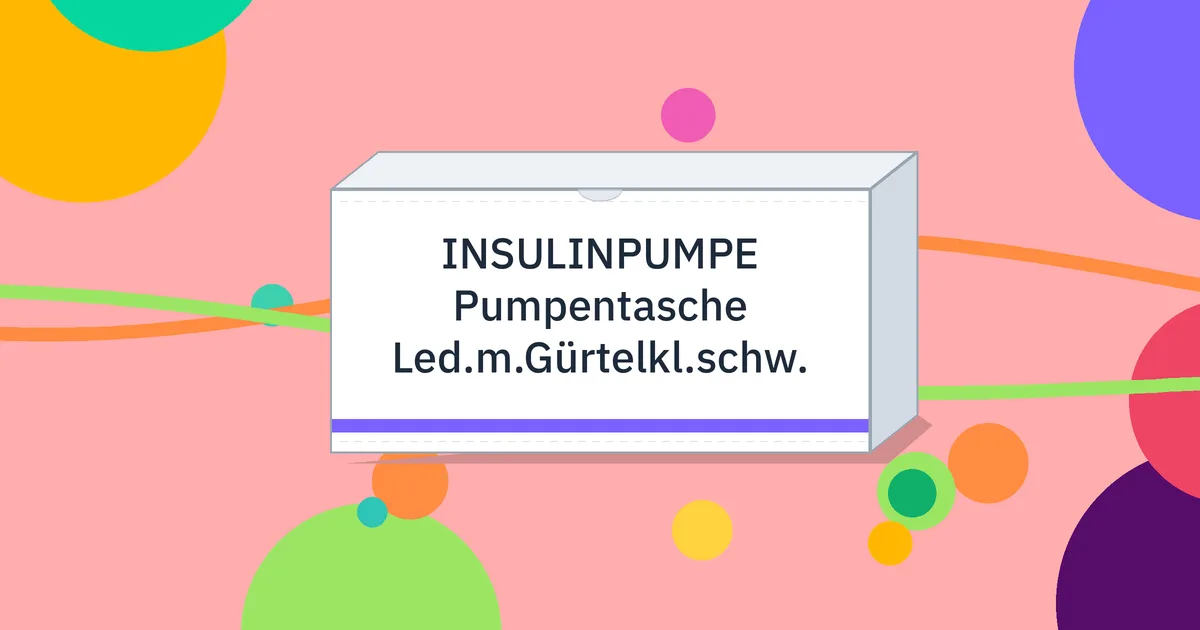 Symbolbild: Packung mit der Aufschrift INSULINPUMPE Pumpentasche Led.m.Gürtelkl.schw. (PZN 00637602) – Verfügbarkeit und Bezug in Apotheken in Frankfurt am Main