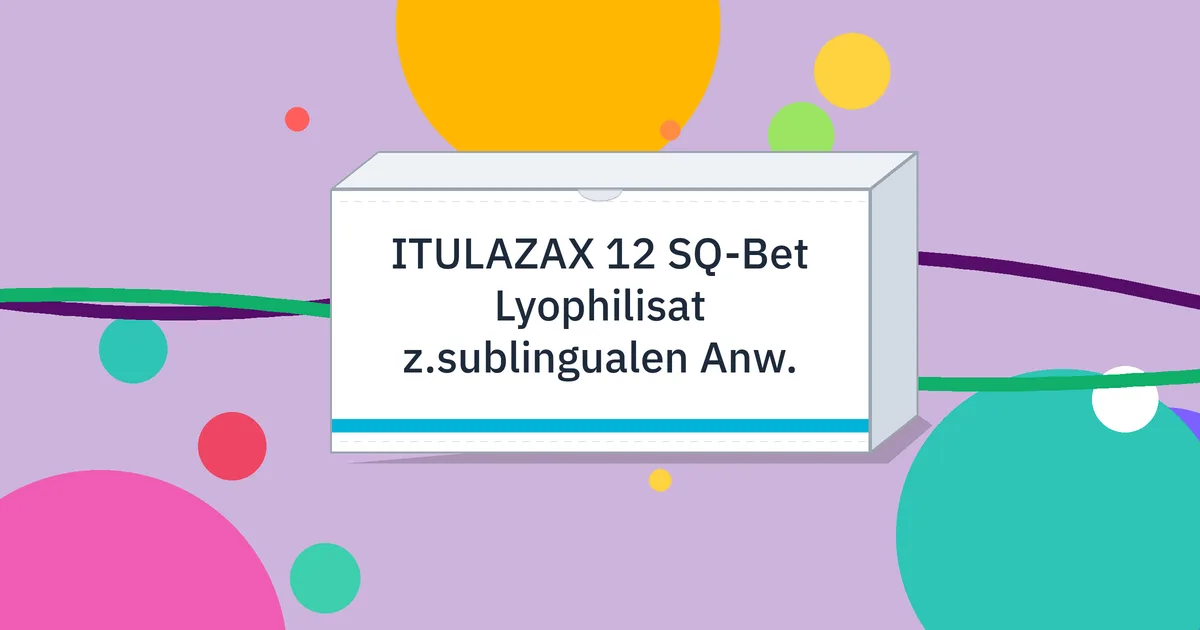 Symbolbild: Packung mit der Aufschrift ITULAZAX 12 SQ-Bet Lyophilisat z.sublingualen Anw. (PZN 18454121) – Verfügbarkeit und Bezug in Apotheken in Frankfurt am Main