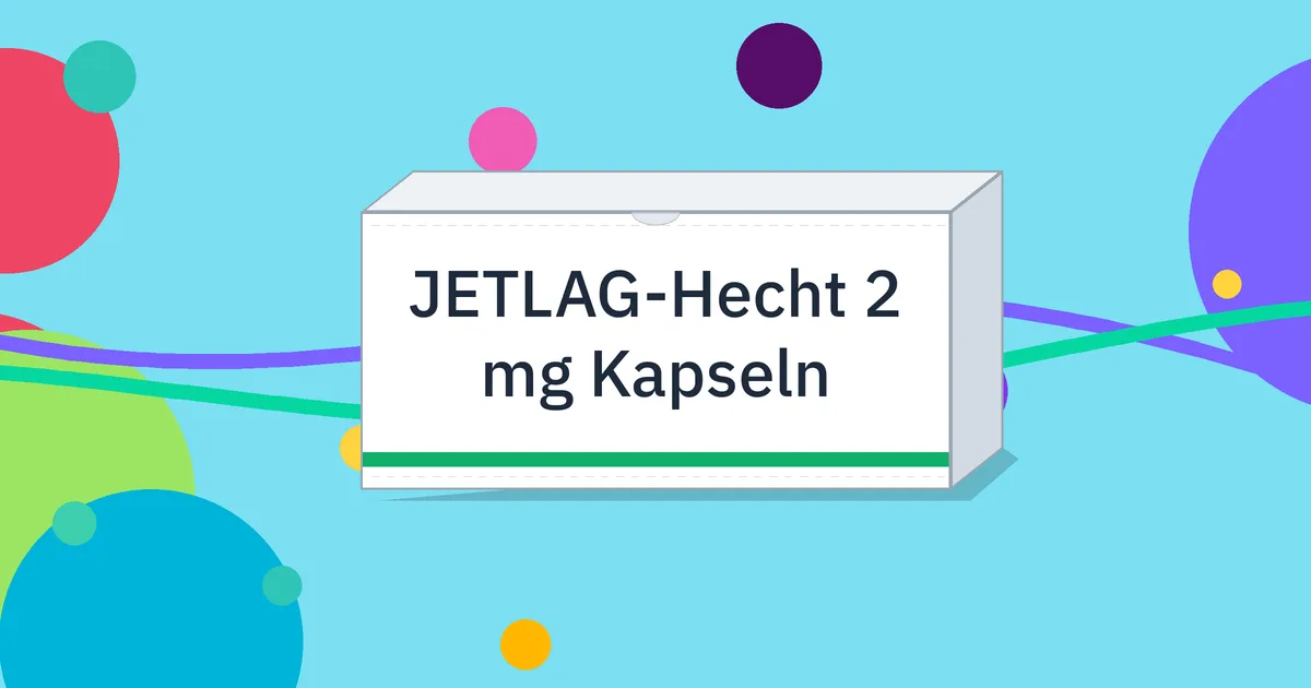 Symbolbild: Packung mit der Aufschrift JETLAG-Hecht 2 mg Kapseln (PZN 09919294) – Verfügbarkeit und Bezug in Apotheken in Frankfurt am Main
