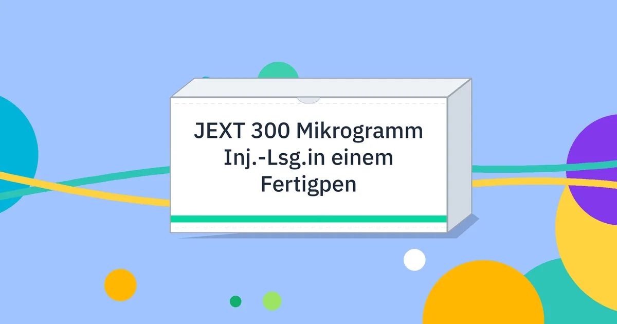 Symbolbild: Packung mit der Aufschrift JEXT 300 Mikrogramm Inj.-Lsg.in einem Fertigpen (PZN 10111752) – Verfügbarkeit und Bezug in Apotheken in Frankfurt am Main