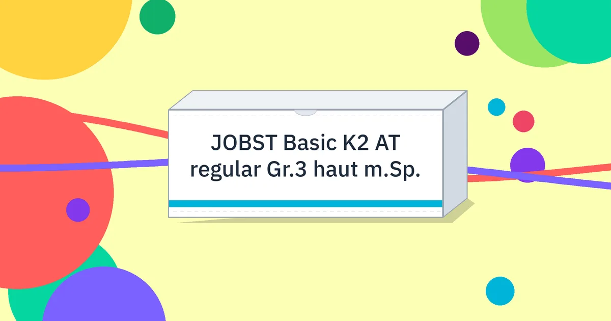 Symbolbild: Packung mit der Aufschrift JOBST Basic K2 AT regular Gr.3 haut m.Sp. (PZN 13060653) – Verfügbarkeit und Bezug in Apotheken in Frankfurt am Main