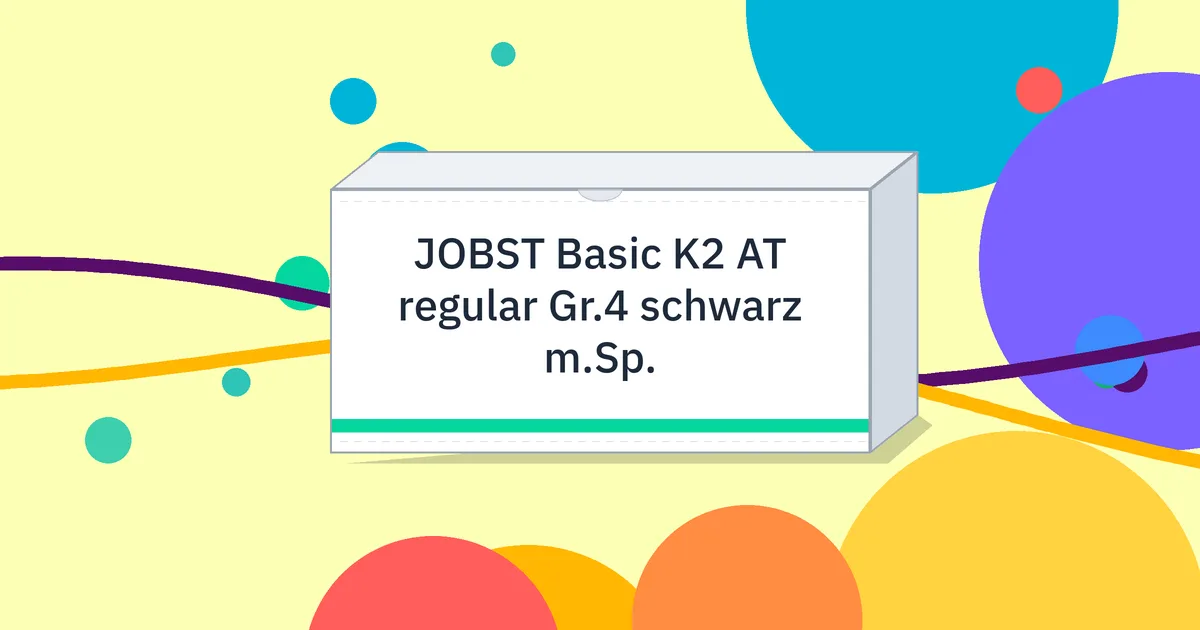 Symbolbild: Packung mit der Aufschrift JOBST Basic K2 AT regular Gr.4 schwarz m.Sp. (PZN 15312248) – Verfügbarkeit und Bezug in Apotheken in Frankfurt am Main