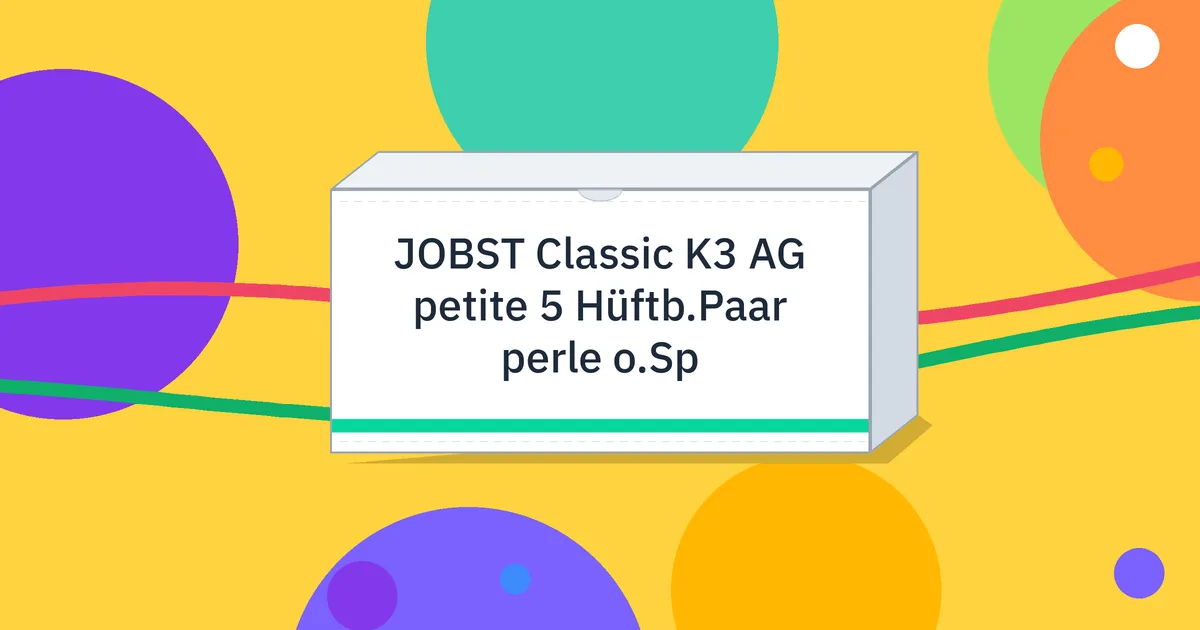 Symbolbild: Packung mit der Aufschrift JOBST Classic K3 AG petite 5 Hüftb.Paar perle o.Sp (PZN 13074827) – Verfügbarkeit und Bezug in Apotheken in Frankfurt am Main