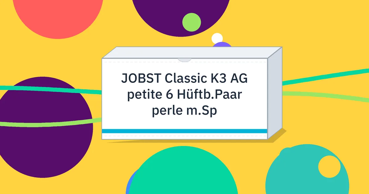Symbolbild: Packung mit der Aufschrift JOBST Classic K3 AG petite 6 Hüftb.Paar perle m.Sp (PZN 13074603) – Verfügbarkeit und Bezug in Apotheken in Frankfurt am Main