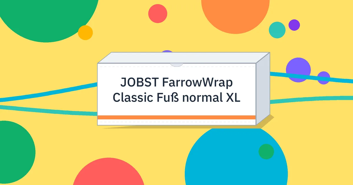 Symbolbild: Packung mit der Aufschrift JOBST FarrowWrap Classic Fuß normal XL (PZN 13869550) – Verfügbarkeit und Bezug in Apotheken in Frankfurt am Main