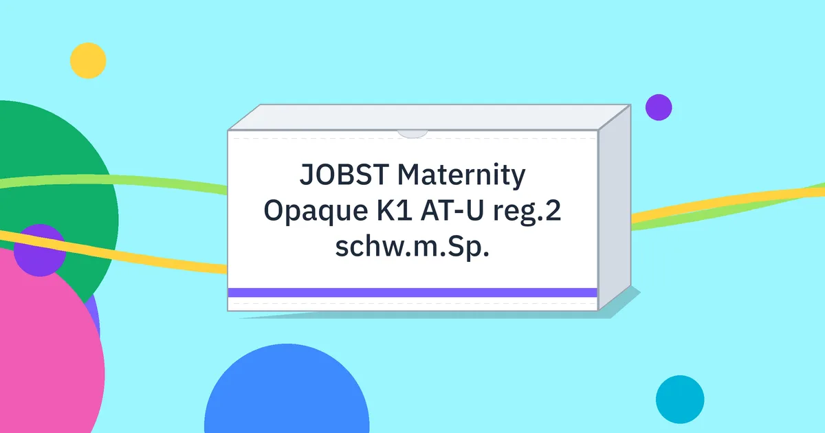 Symbolbild: Packung mit der Aufschrift JOBST Maternity Opaque K1 AT-U reg.2 schw.m.Sp. (PZN 15852890) – Verfügbarkeit und Bezug in Apotheken in Frankfurt am Main