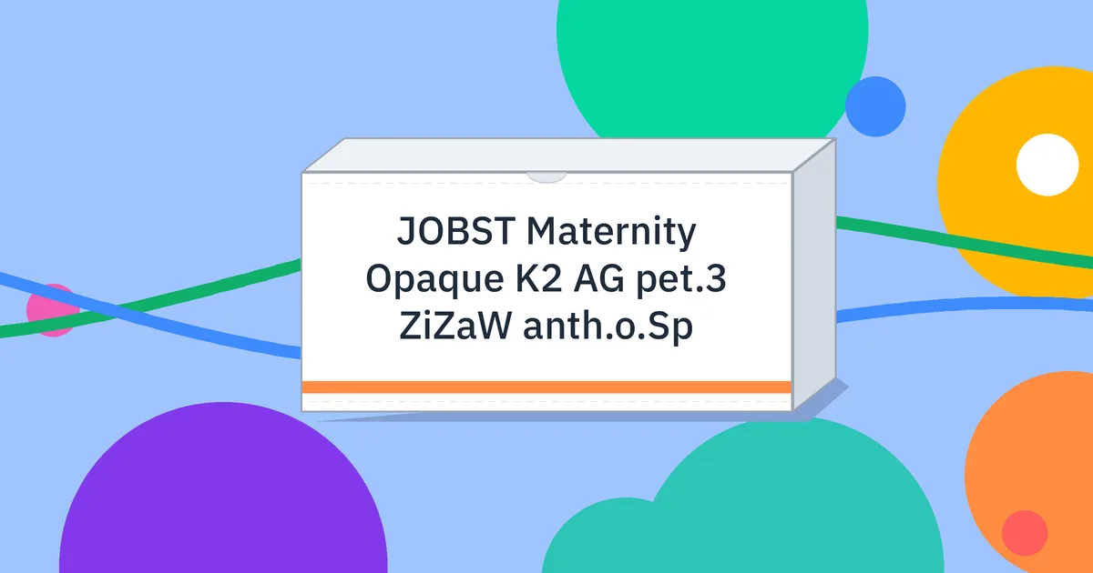 Symbolbild: Packung mit der Aufschrift JOBST Maternity Opaque K2 AG pet.3 ZiZaW anth.o.Sp (PZN 15856209) – Verfügbarkeit und Bezug in Apotheken in Frankfurt am Main