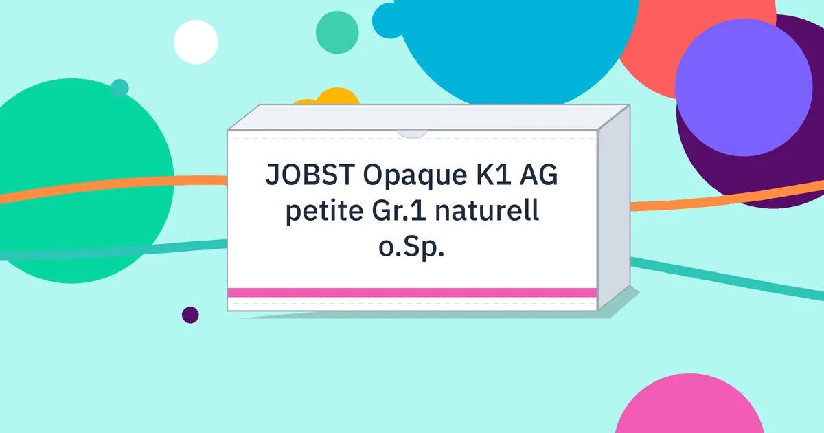 Symbolbild: Packung mit der Aufschrift JOBST Opaque K1 AG petite Gr.1 naturell o.Sp. (PZN 13088692) – Verfügbarkeit und Bezug in Apotheken in Frankfurt am Main