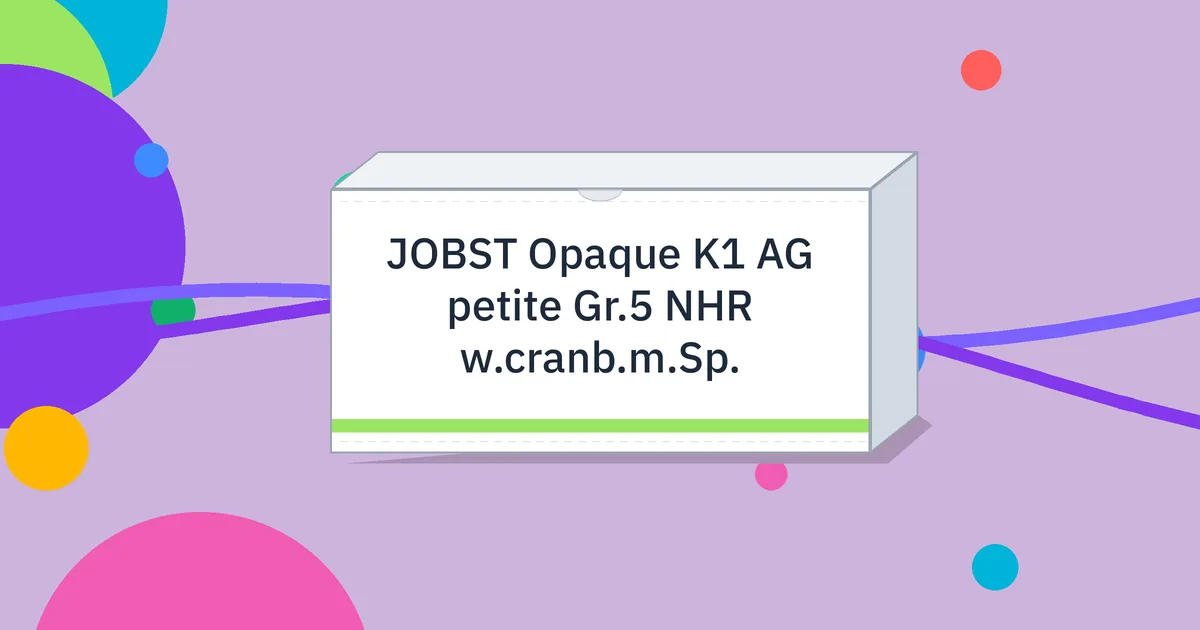 Symbolbild: Packung mit der Aufschrift JOBST Opaque K1 AG petite Gr.5 NHR w.cranb.m.Sp. (PZN 13084955) – Verfügbarkeit und Bezug in Apotheken in Frankfurt am Main