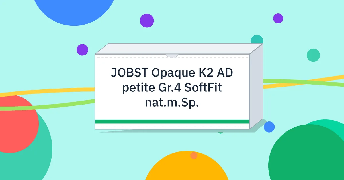 Symbolbild: Packung mit der Aufschrift JOBST Opaque K2 AD petite Gr.4 SoftFit nat.m.Sp. (PZN 11250556) – Verfügbarkeit und Bezug in Apotheken in Frankfurt am Main