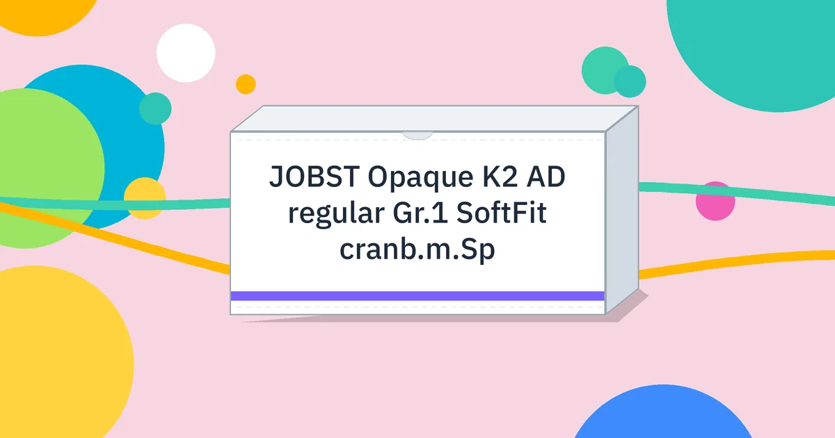 Symbolbild: Packung mit der Aufschrift JOBST Opaque K2 AD regular Gr.1 SoftFit cranb.m.Sp (PZN 13110836) – Verfügbarkeit und Bezug in Apotheken in Frankfurt am Main