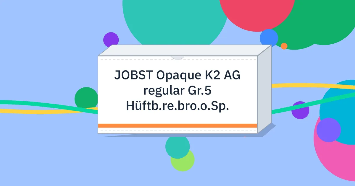 Symbolbild: Packung mit der Aufschrift JOBST Opaque K2 AG regular Gr.5 Hüftb.re.bro.o.Sp. (PZN 13117494) – Verfügbarkeit und Bezug in Apotheken in Frankfurt am Main