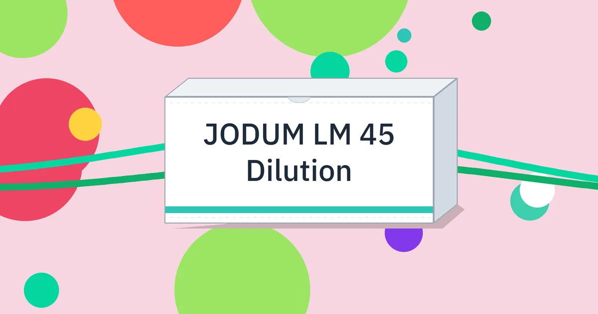 Symbolbild: Packung mit der Aufschrift JODUM LM 45 Dilution (PZN 12915911) – Verfügbarkeit und Bezug in Apotheken in Frankfurt am Main